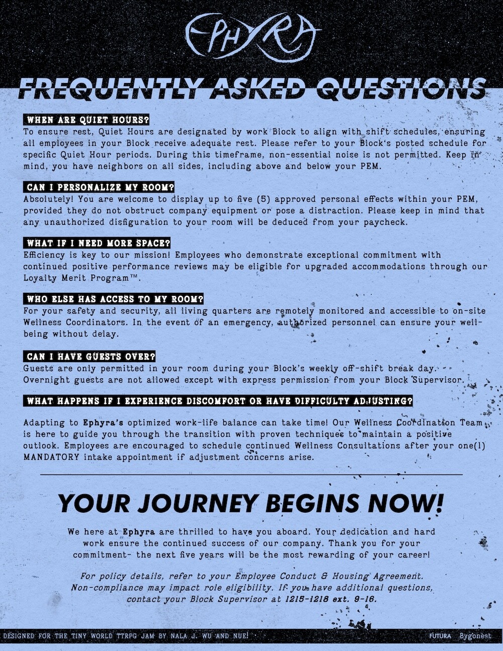 Nala J. Wu - Portfolio - Ephyra New Employee Welcome Sheet | Layout