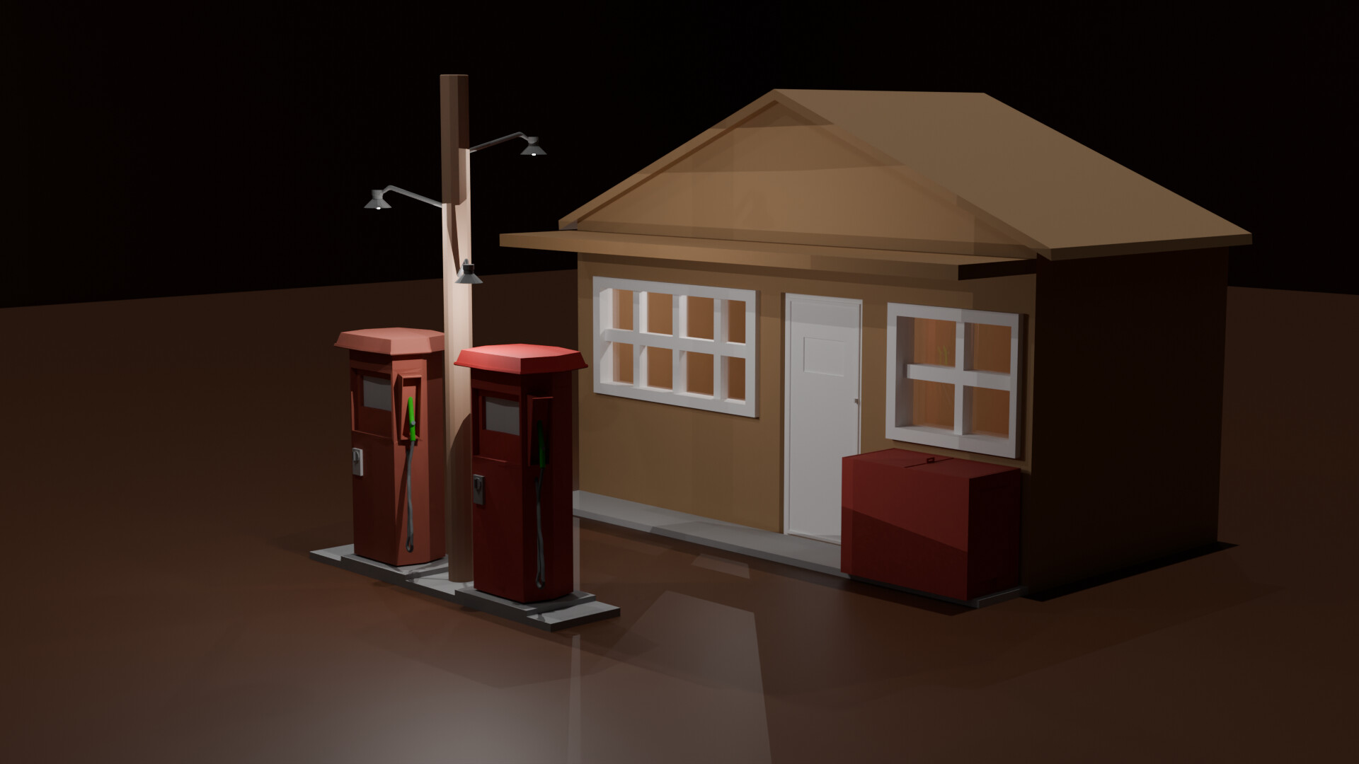 ArtStation - 3D Low Poly Gas Station