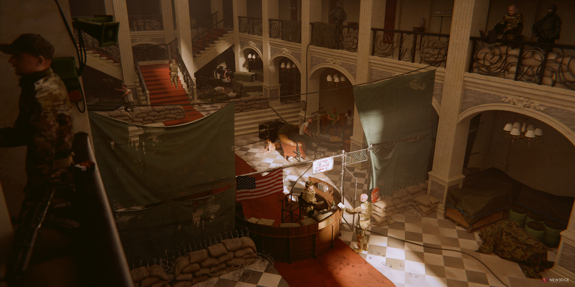 ArtStation - Hotel Lobby Military Base