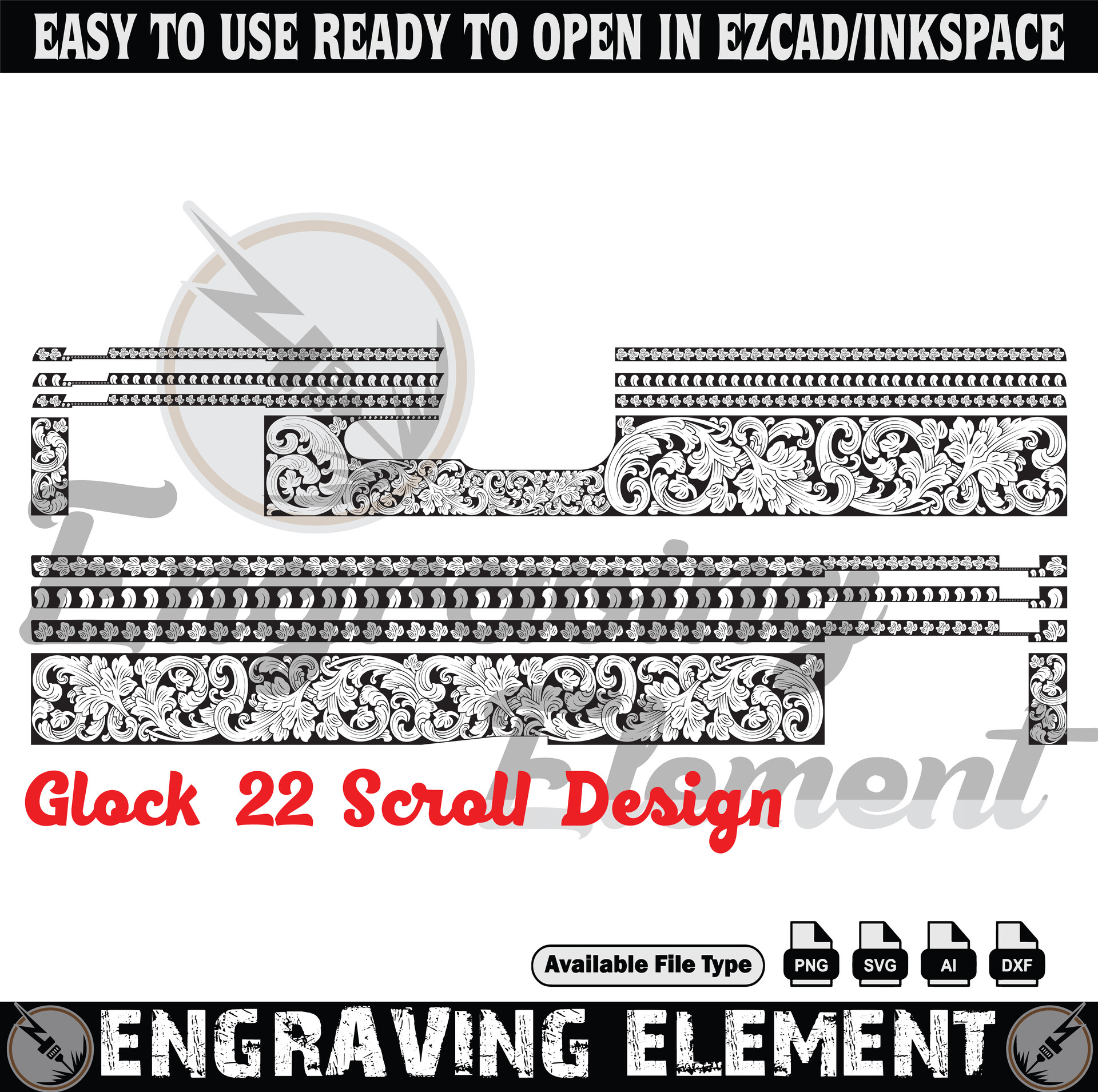 ArtStation - Engraving Element Glock 22 Scroll Design