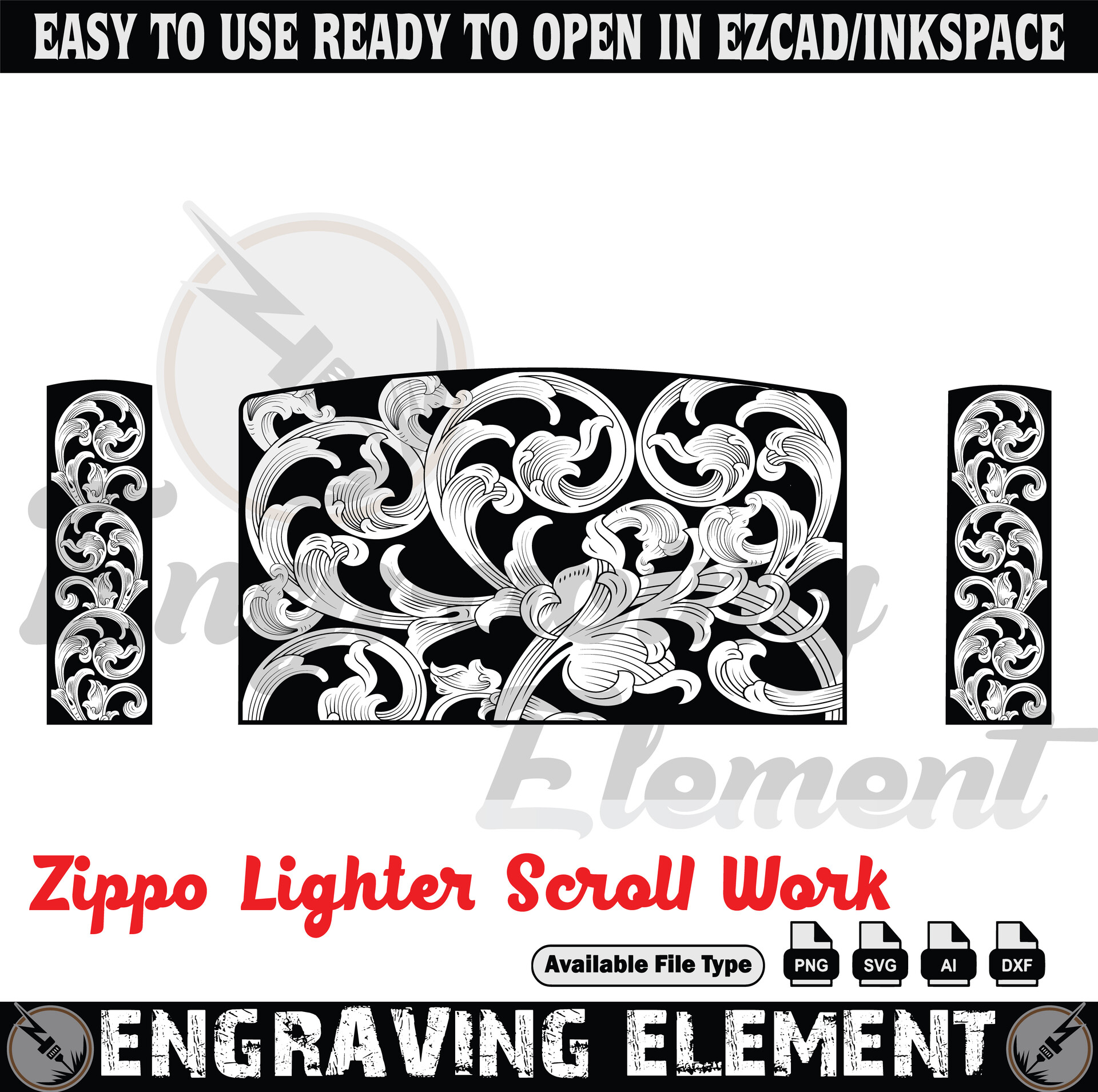 ArtStation - Engraving Element Zippo Lighter Scroll Work