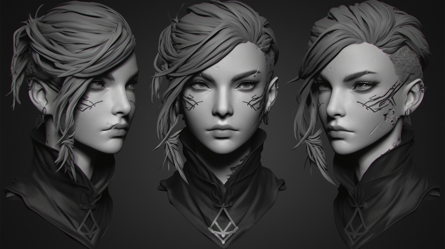 3D Head Sculpt References in 4K - Tika Art - +300 Battle Mage Female ...