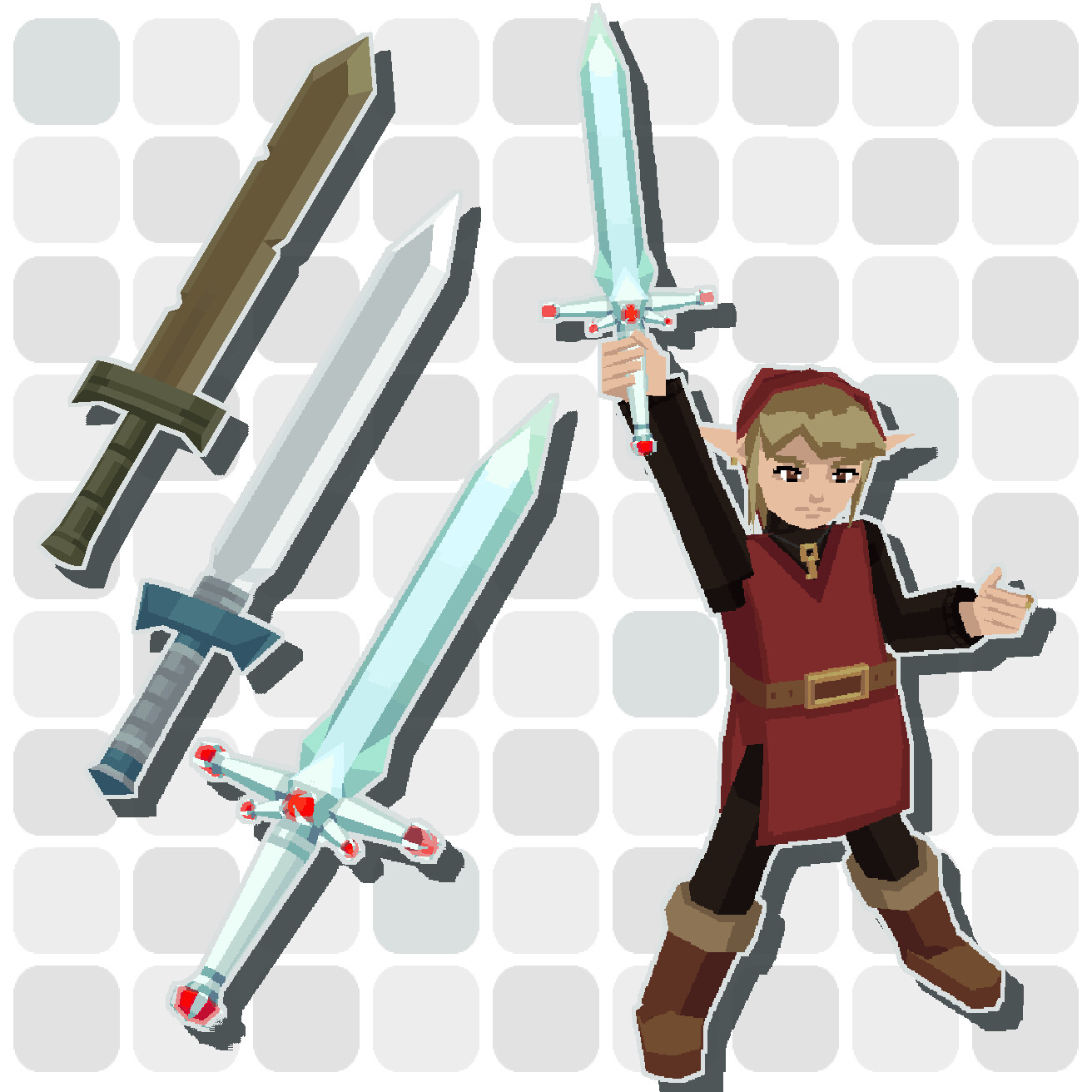 ArtStation - Low Poly Link + Swords