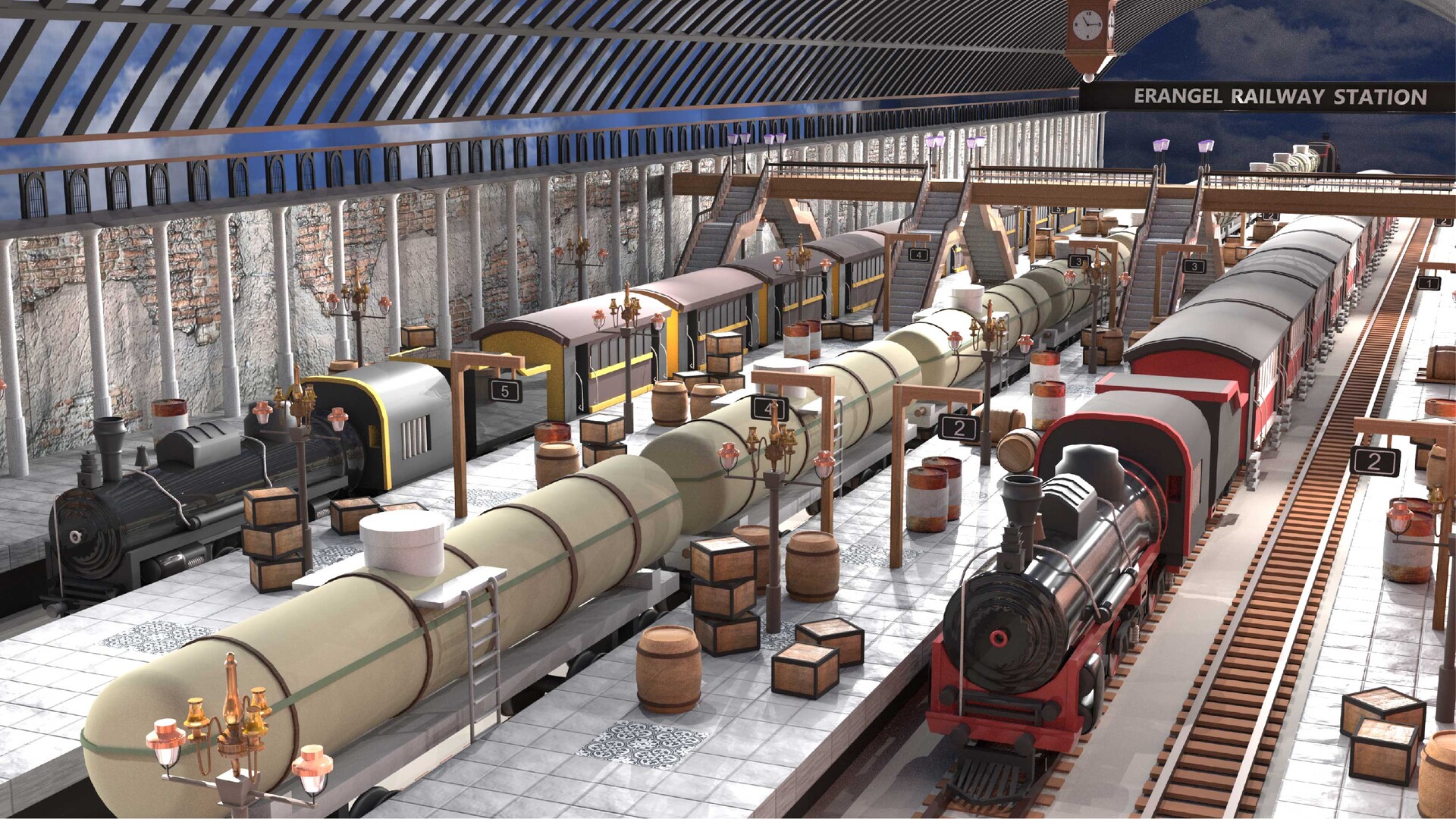 ArtStation - 3d modeling texturing and lighting-Vintage Railway Station