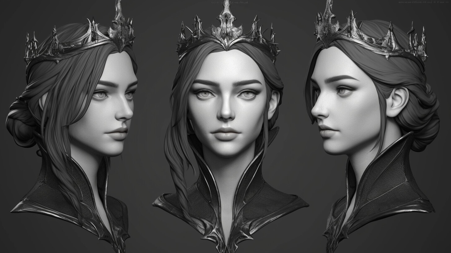 3D Head Sculpt References in 4K - Tika Art - +300 Medieval Queen Female ...