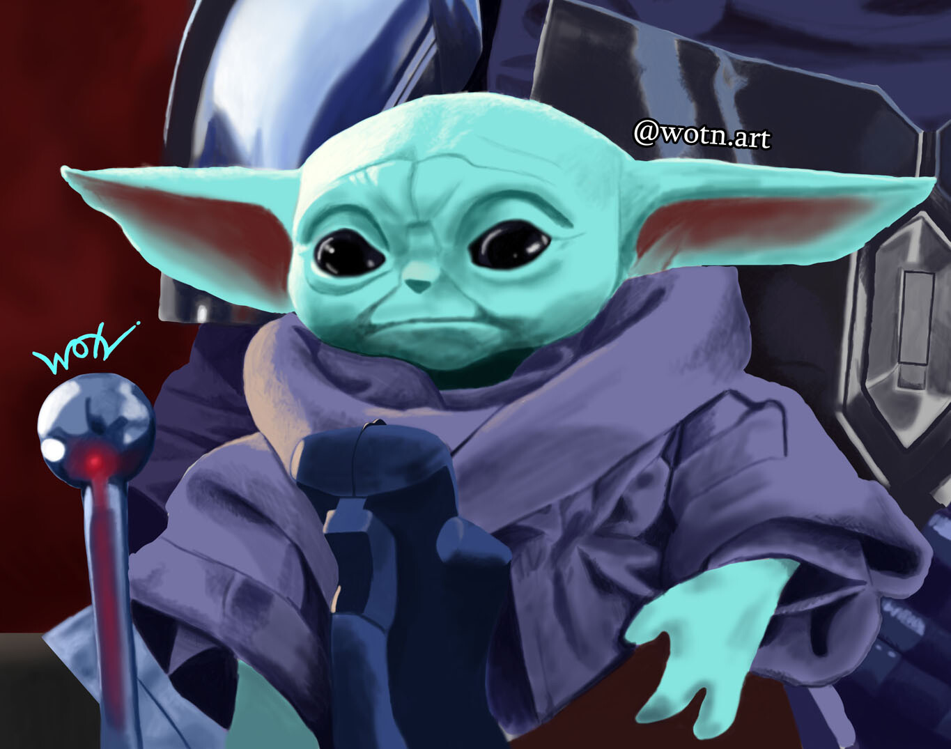 WOTN - My digital drawing of Mandalorian and Grogu.(@wotn.art)