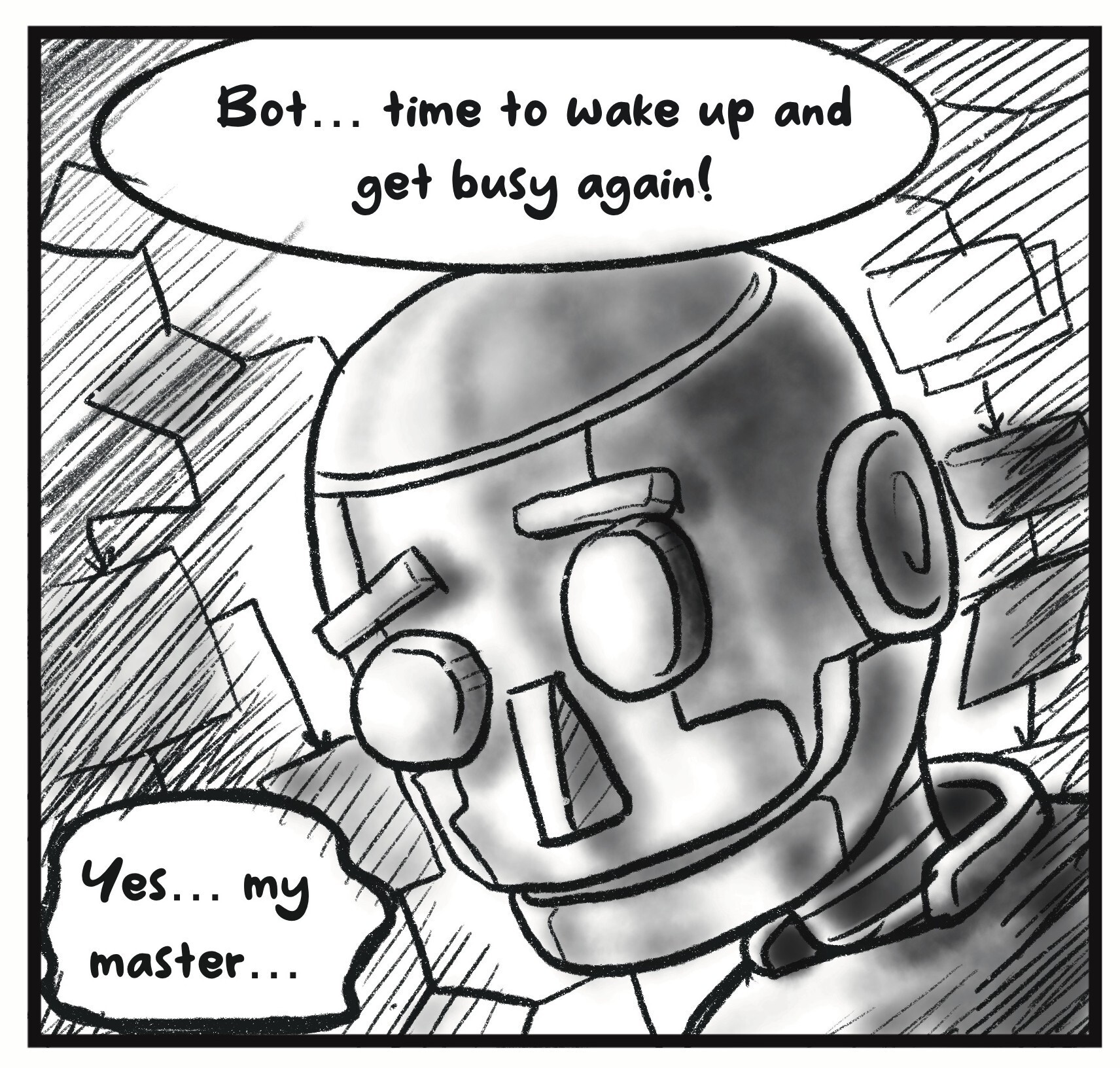 ArtStation - Comics drawing of the week: "Bot, Interrupted”