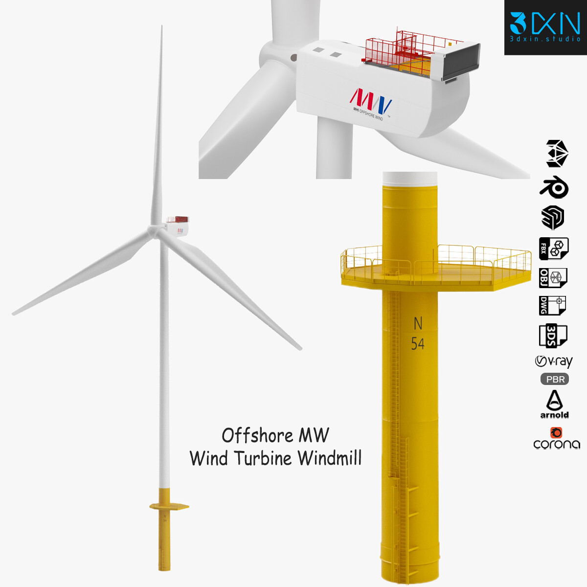 ArtStation - Wind Turbine Offshore MW Windmill | 3D Model