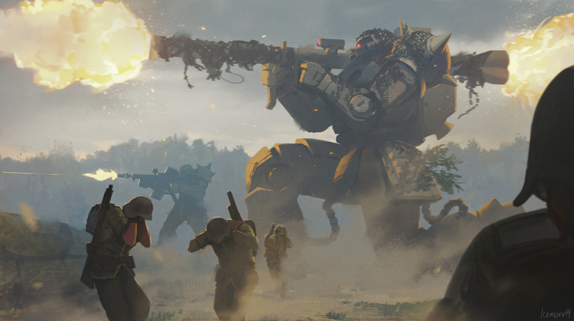 ArtStation - The One Year War: MS-06F Zaku II's shootout.