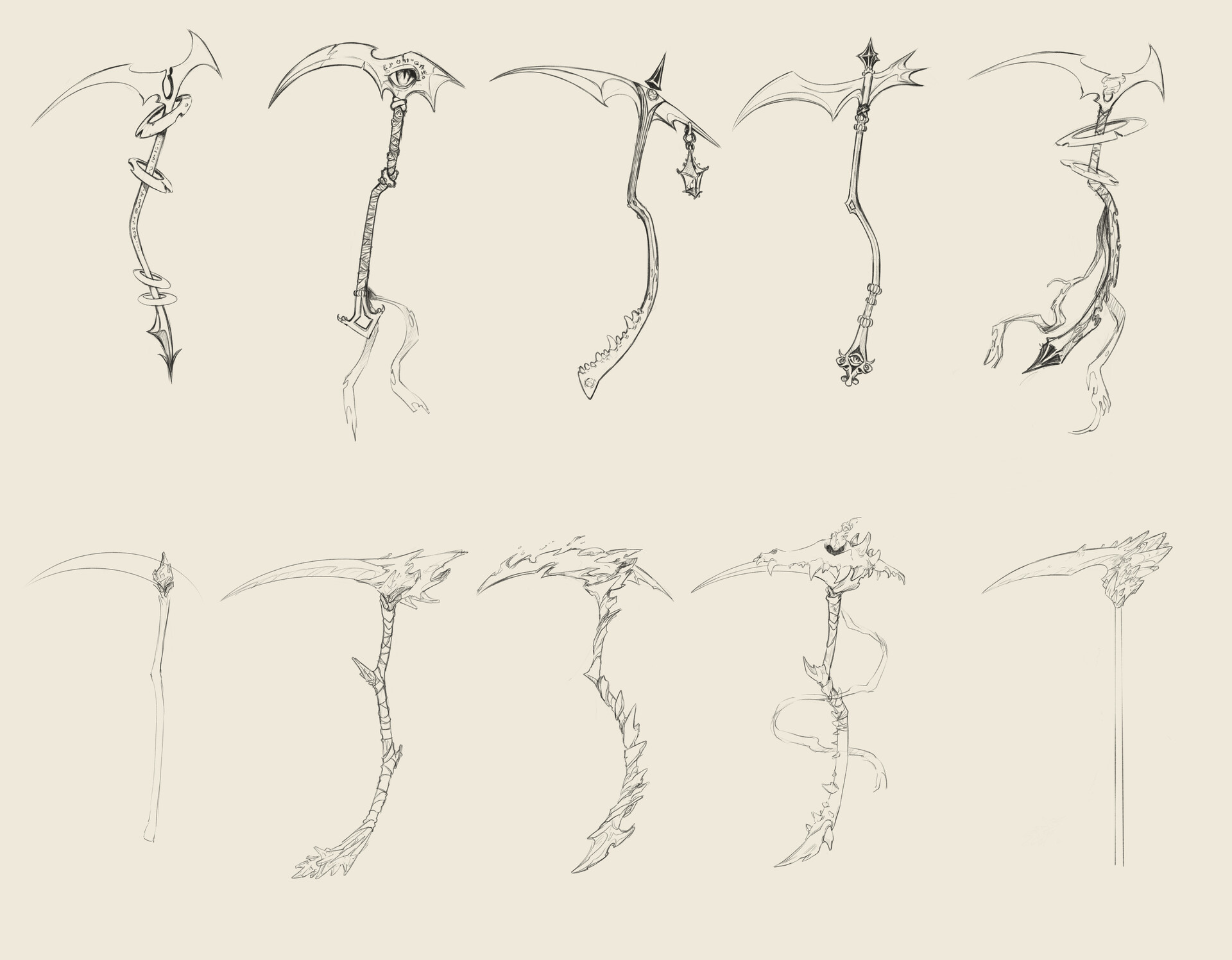 ArtStation - Scythe Prop Design concept sketches