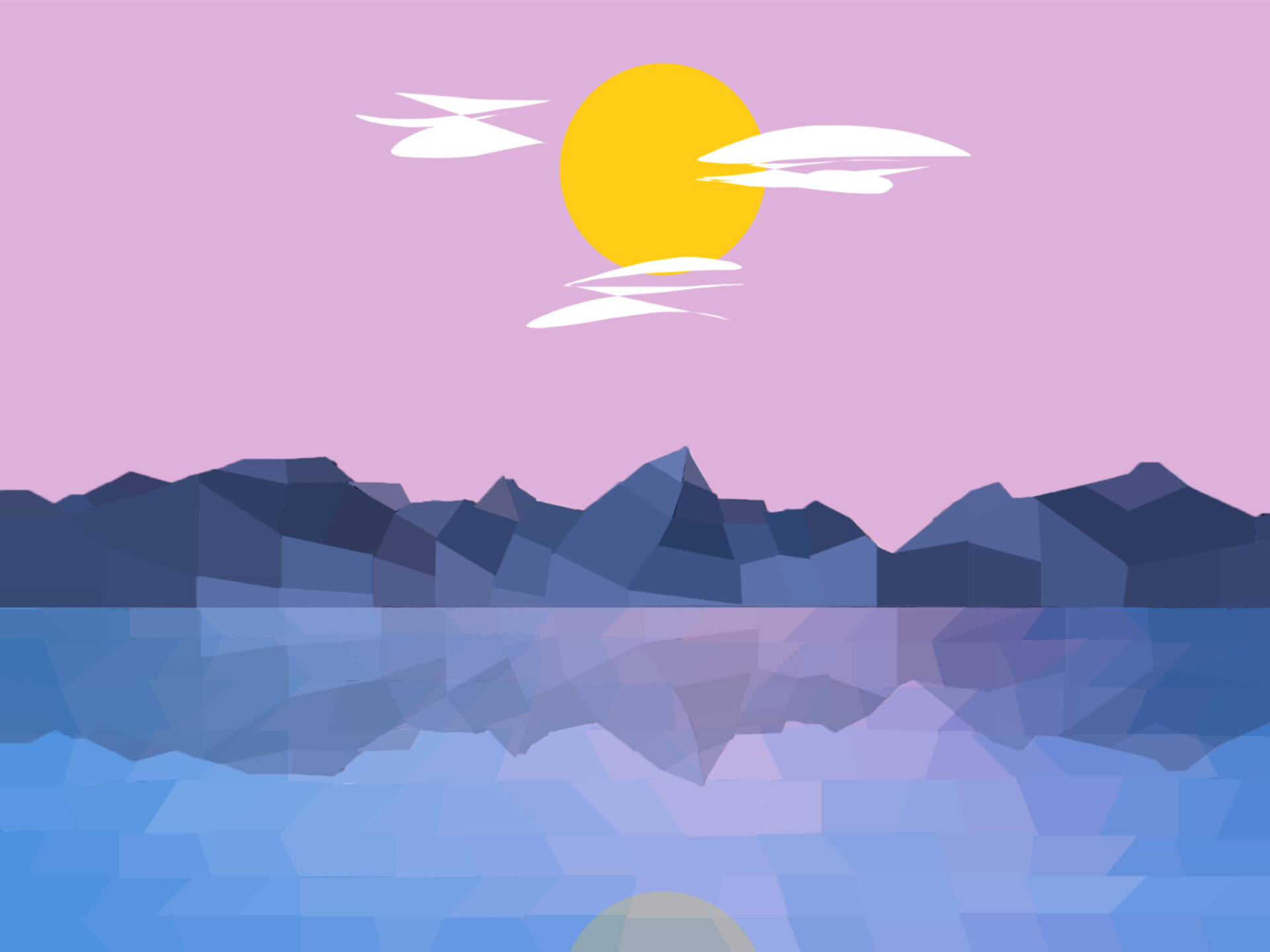 ArtStation - 2D Low-Poly Sunset
