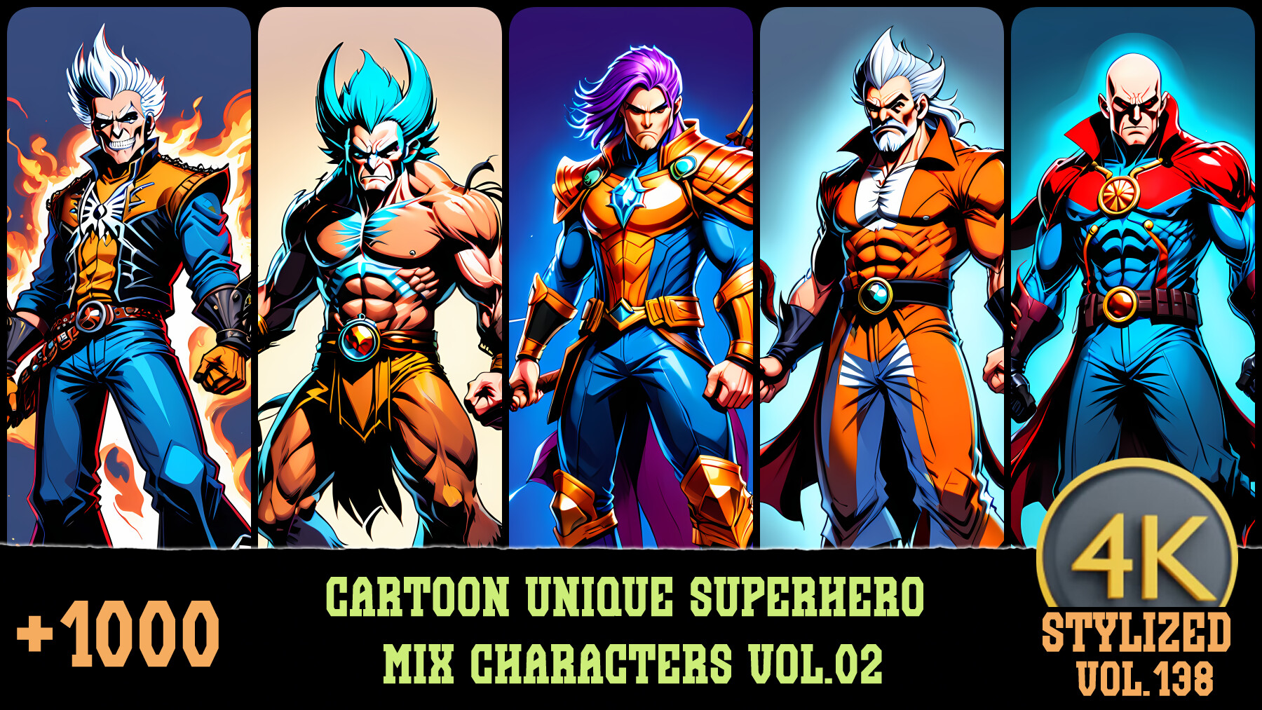 ArtStation - +1000 Cartoon Unique SuperHero Mix Characters Vol.02 | 4K ...