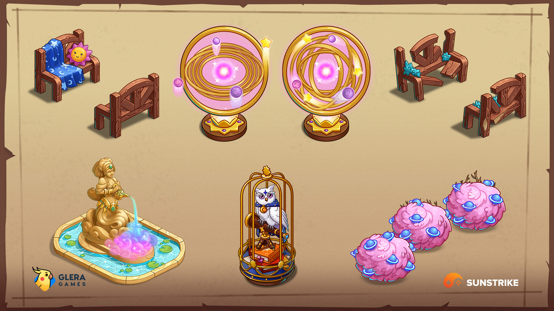 SunStrike Studios - Glera Games Props. Garden Decor And Furniture