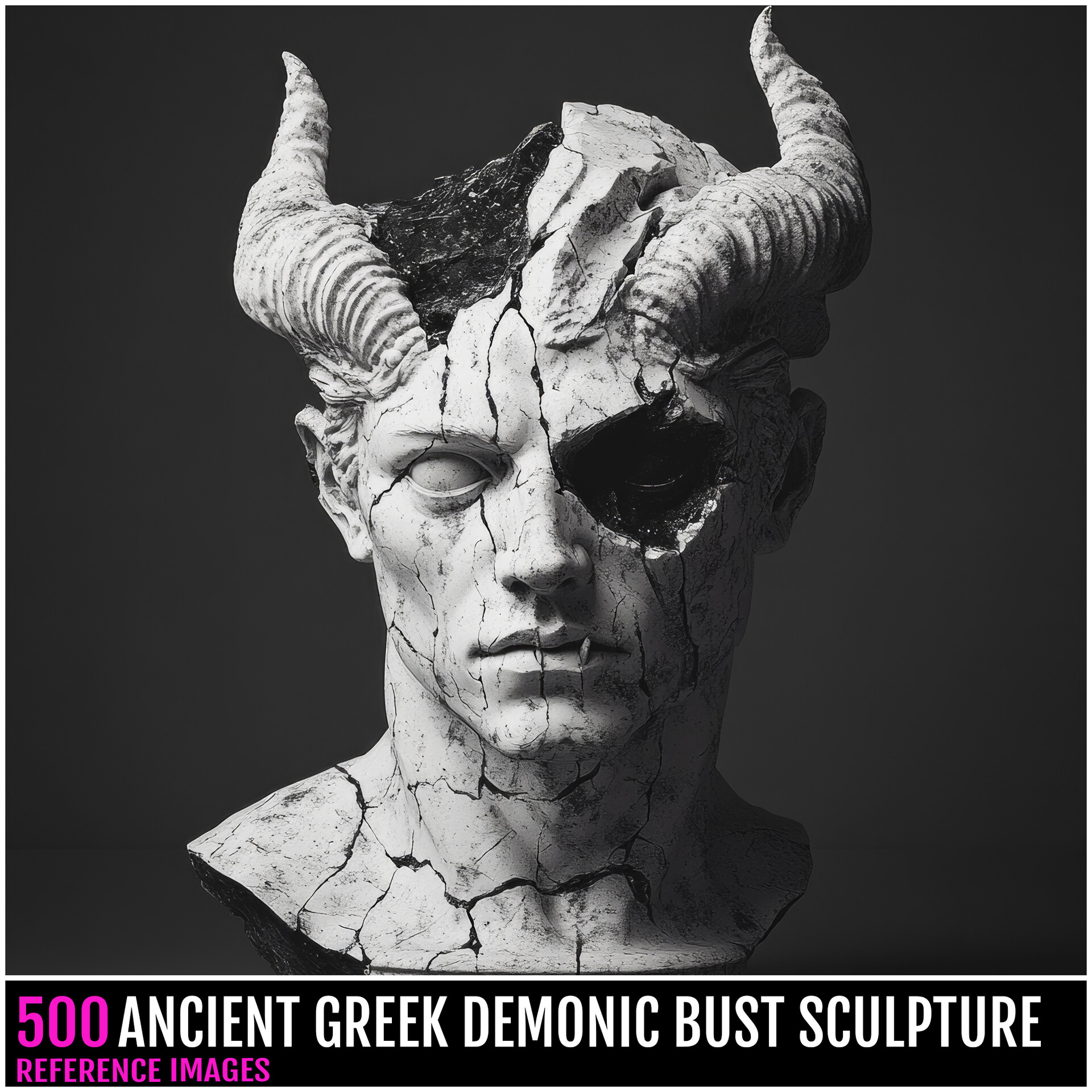 ArtStation - 500 ANCIENT GREEK DEMONIC BUST SCULPTURE