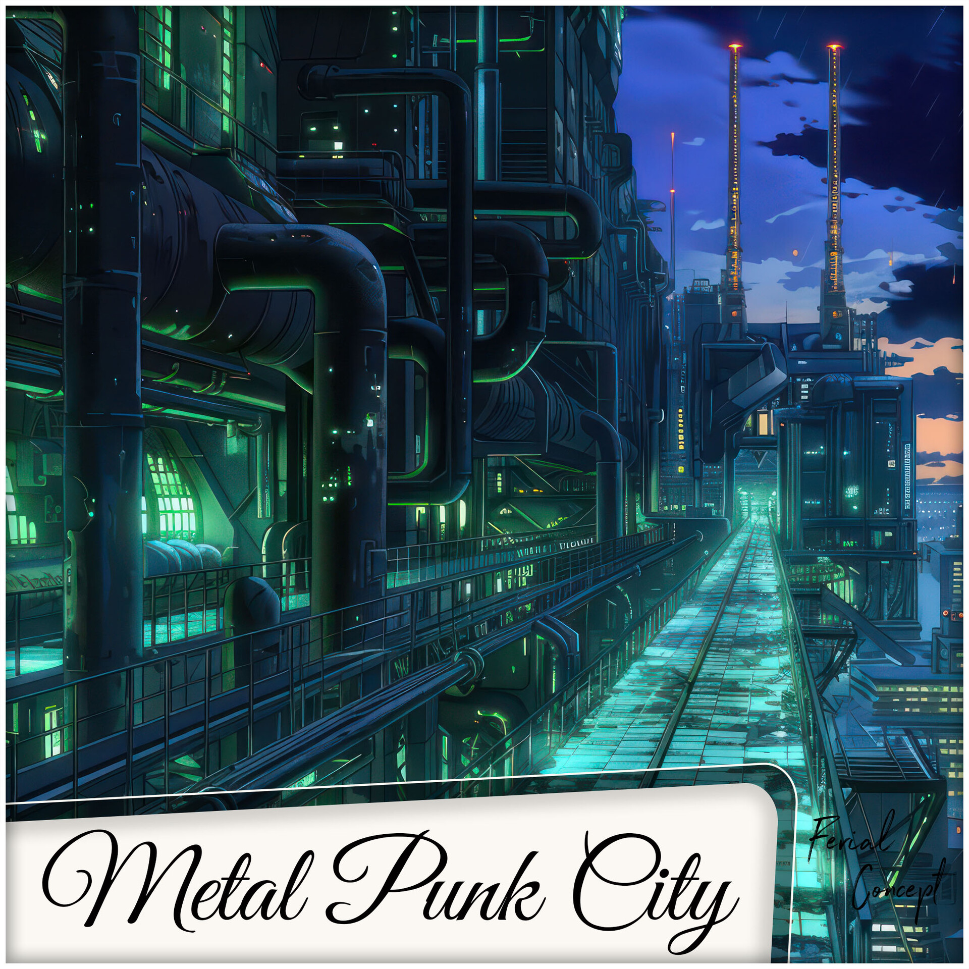 Ferial Concept - 🔹200 Metal Punk City - Anime Concept Reference Image ...