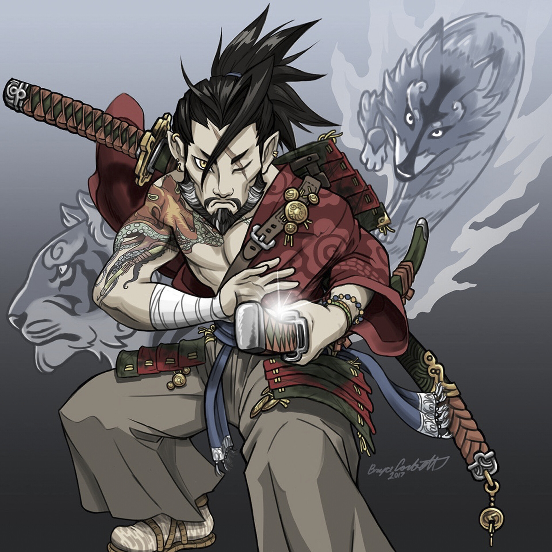 ArtStation - Half-Elf Samurai