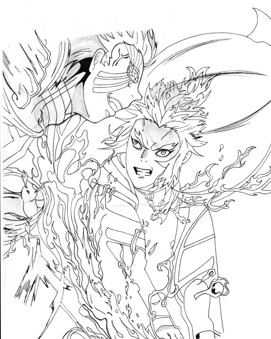 demon slayer coloring pages rengoku
