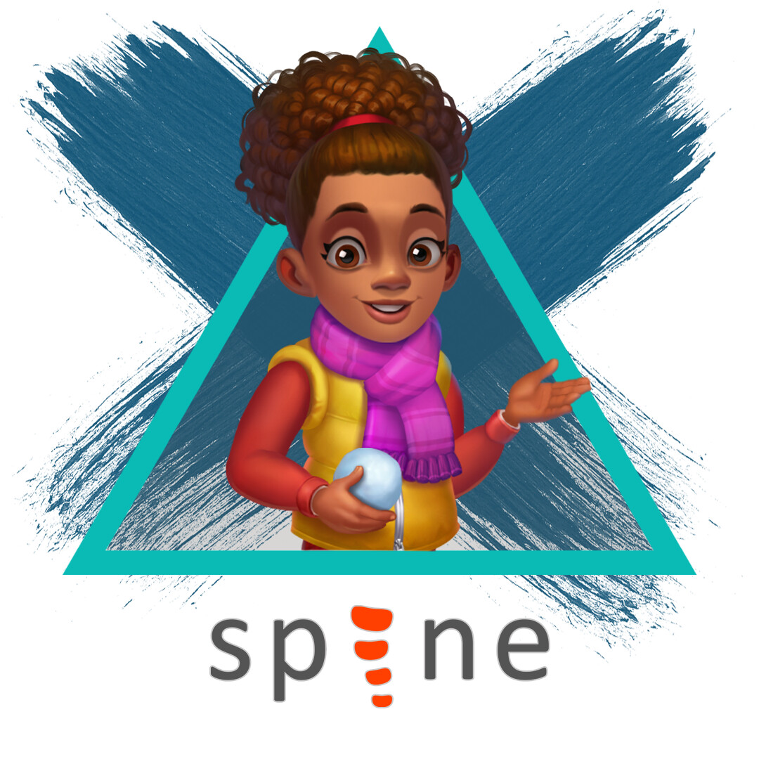 ArtStation - cute girl with snowball Spine 2d