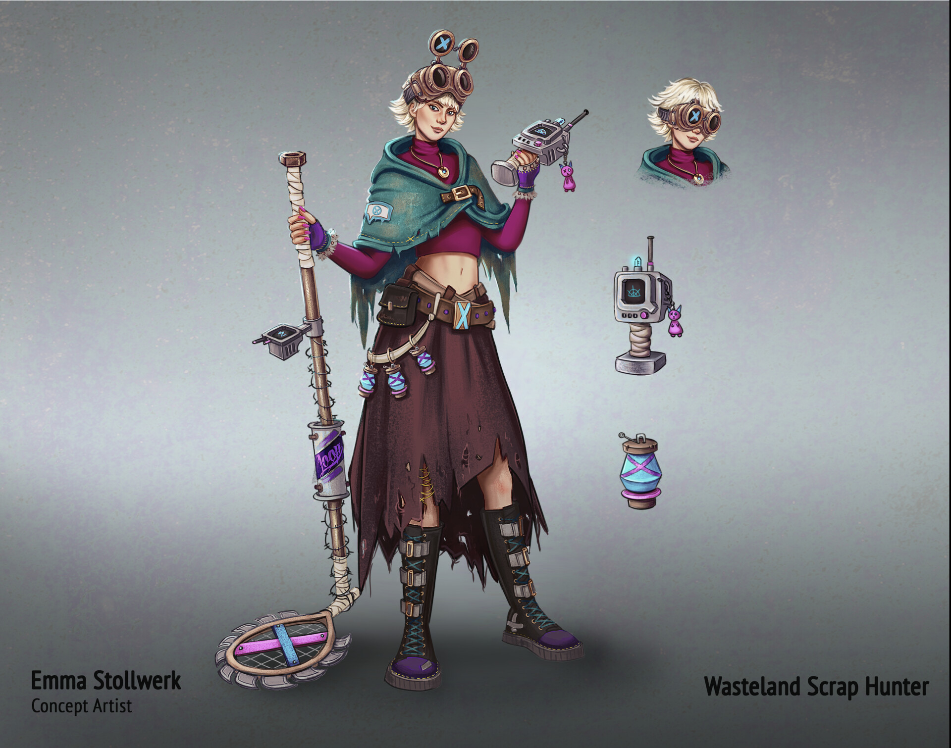 Emma Stollwerk Portfolio- Concept Artist - Wasteland Scrap Hunter