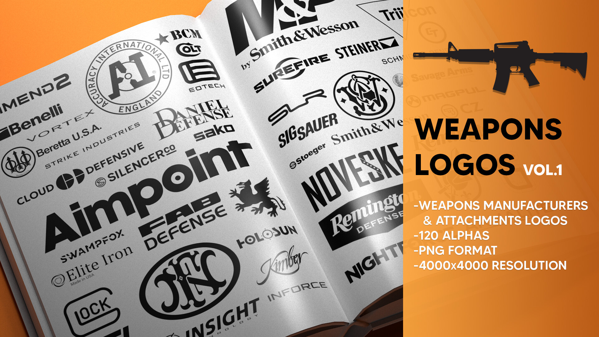 ArtStation - 120 Weapons Manufacturers & Attachments Logos Vol.1
