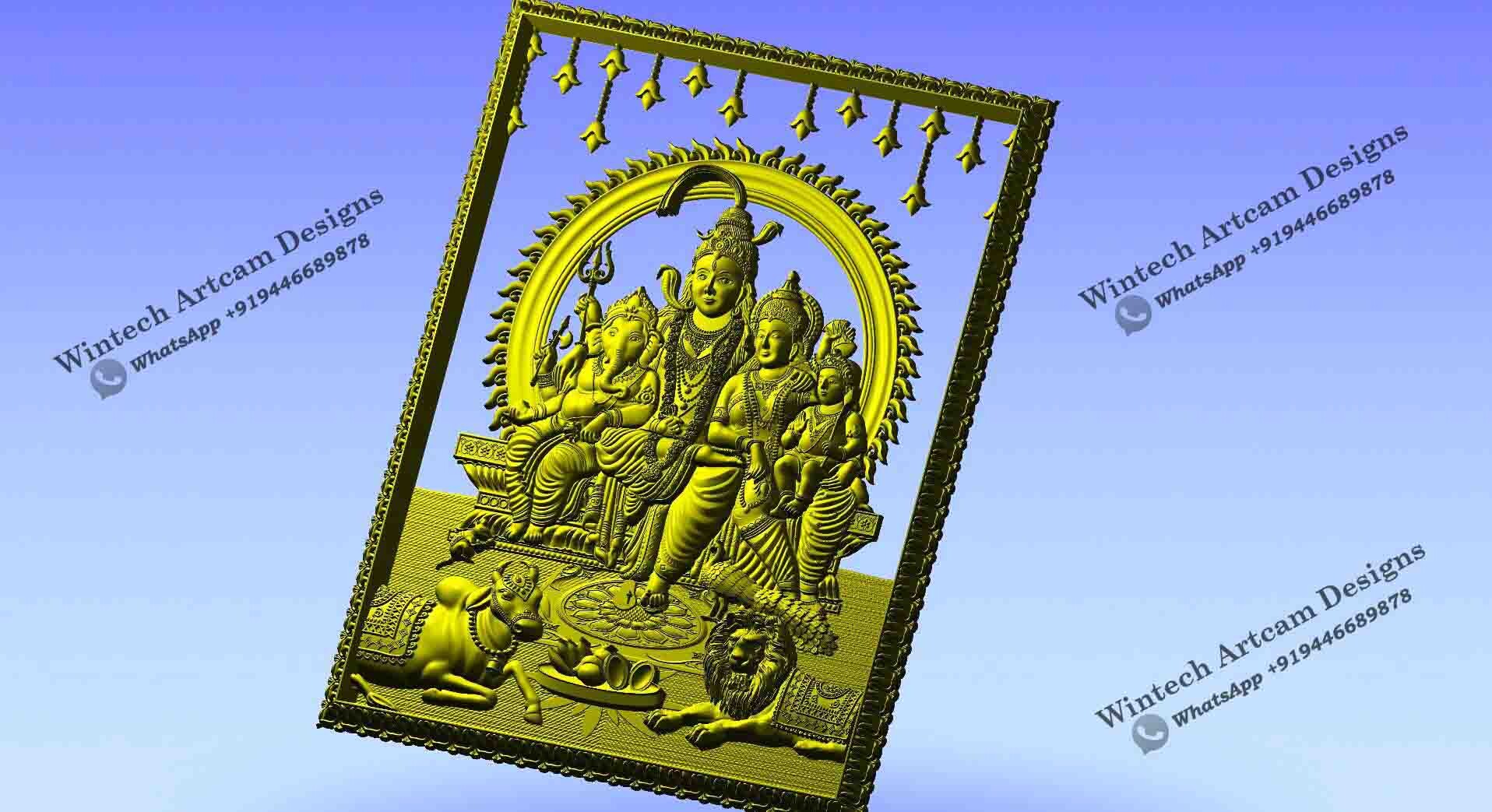 Krishnaa - Shiva Parvathy Family: CNC Artcam Carveco Design