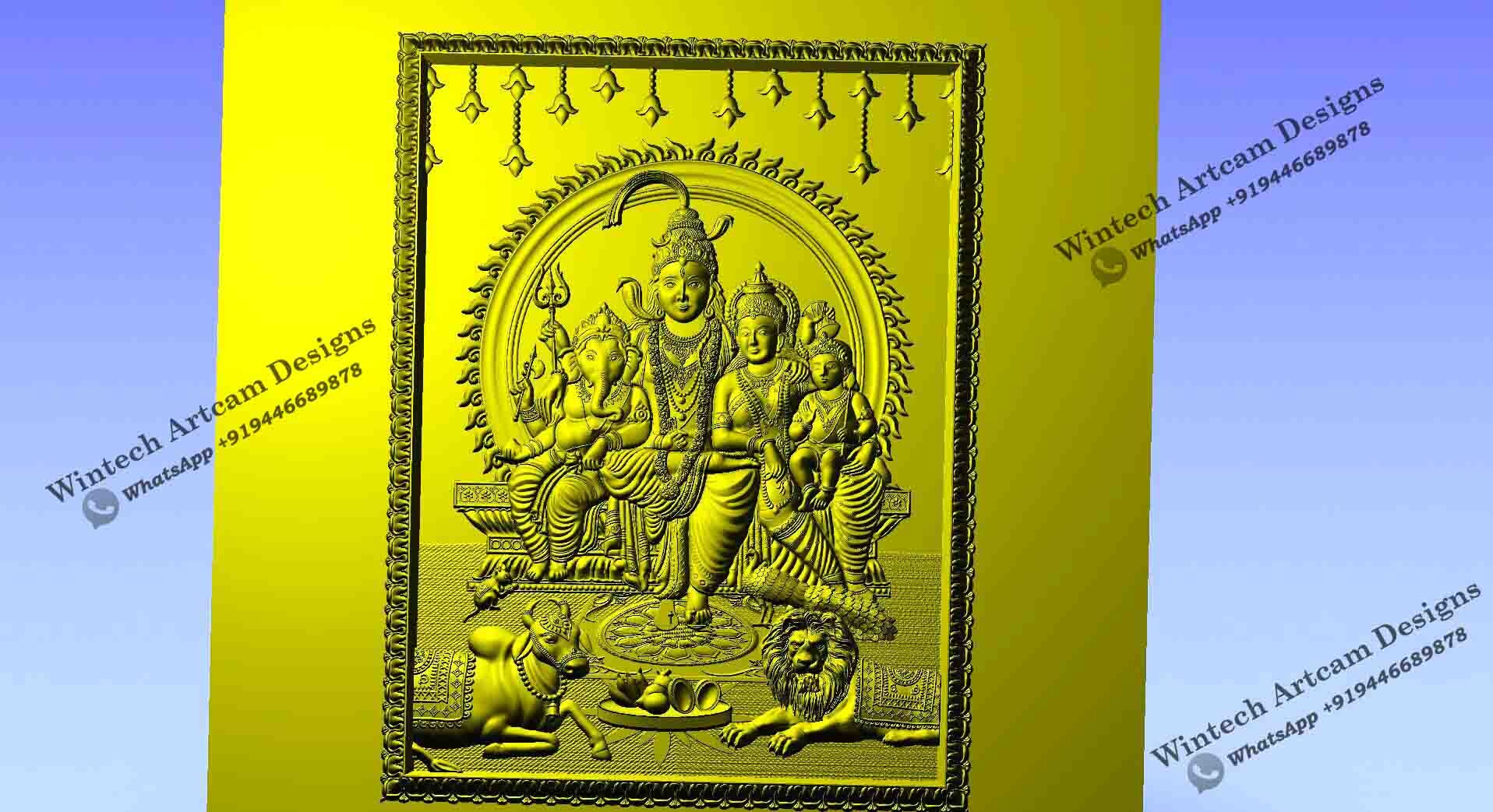 Krishnaa - Shiva Parvathy Family: CNC Artcam Carveco Design