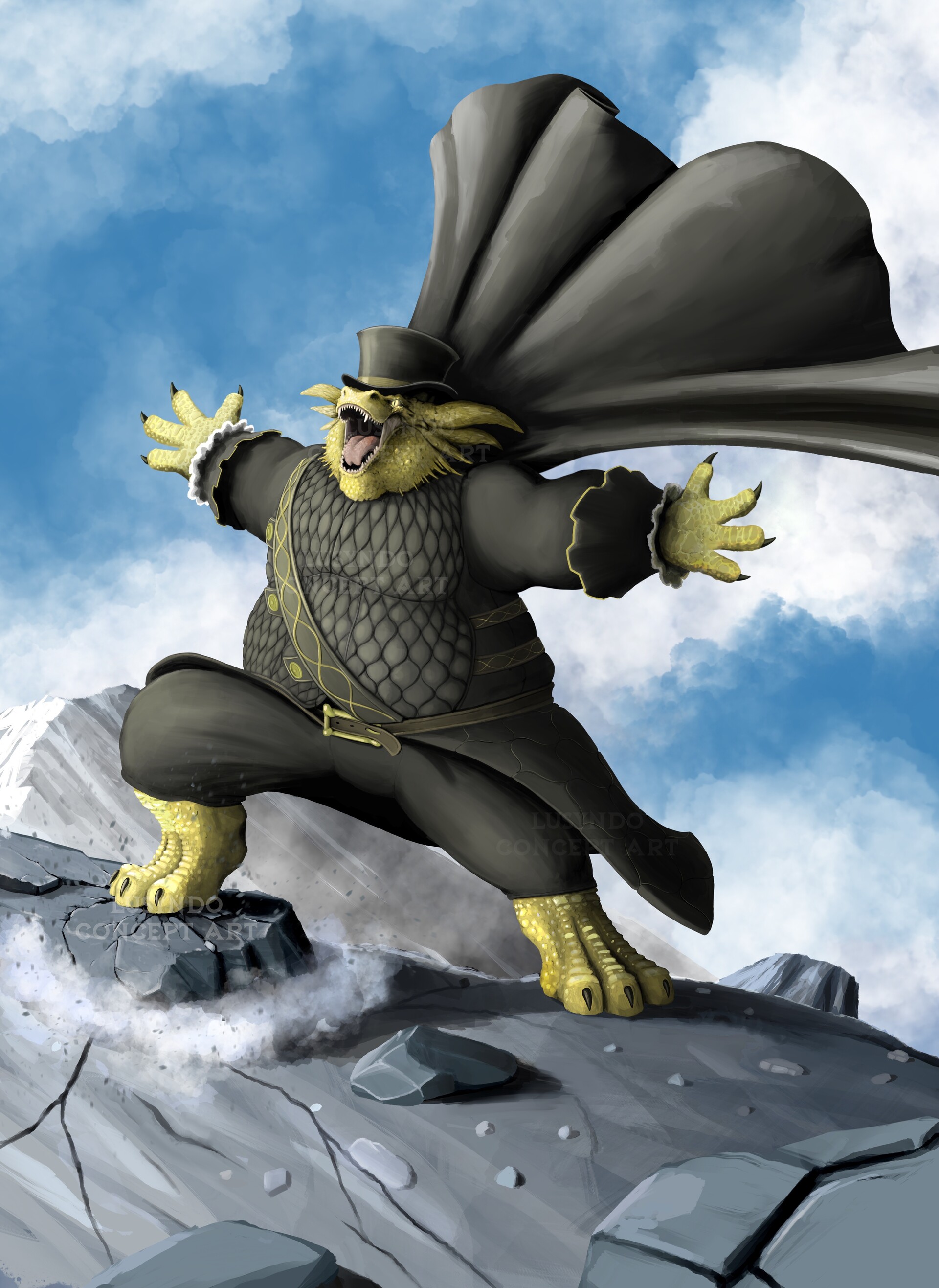 ArtStation - Lusyndo - Golden Dragonborn Bard of Creation