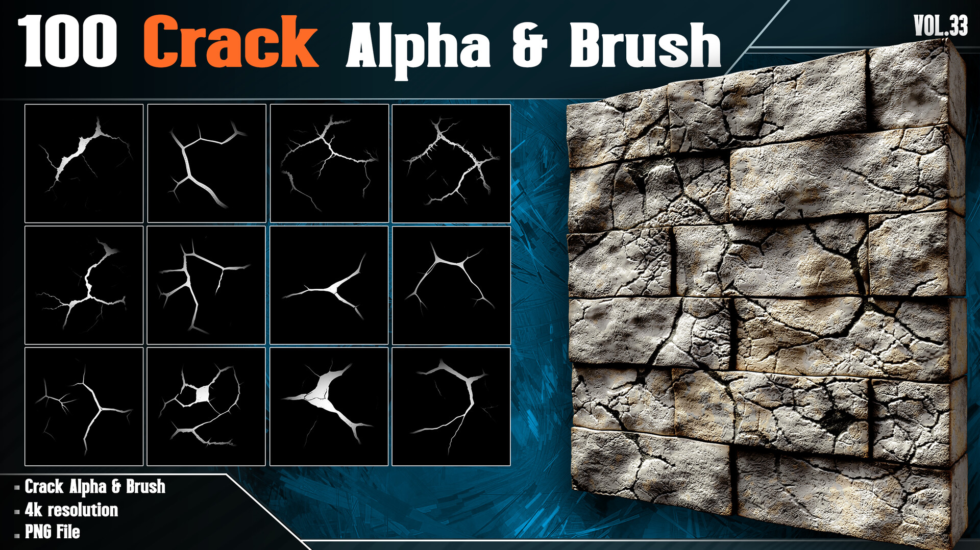 mehdi shahraki - 100 Crack Alpha & Brush - Vol.33 ( 4K PNG ) + FREE ...