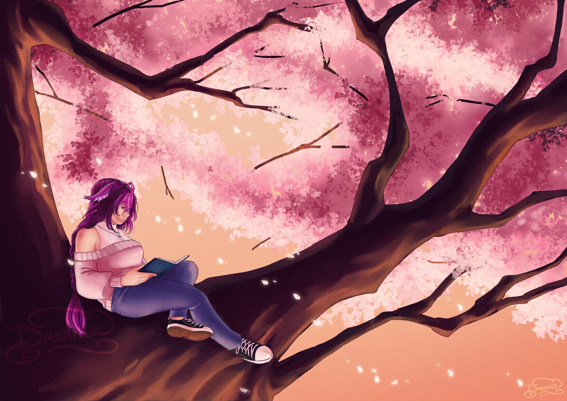 ArtStation - Resting under the cherry tree