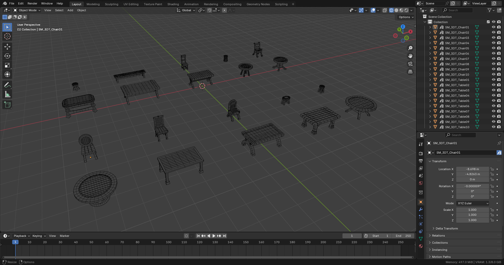 3D Tudor - Stylized Medieval Tables & Chairs Pack for Blender & Game ...