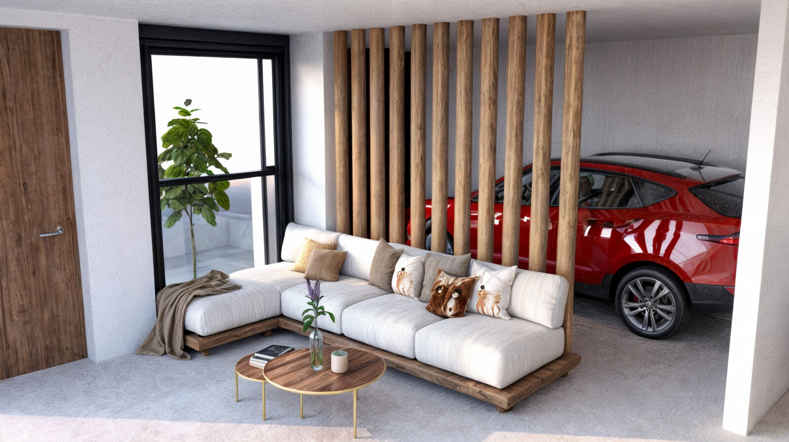 ArtStation - Sala moderna con elementos naturales