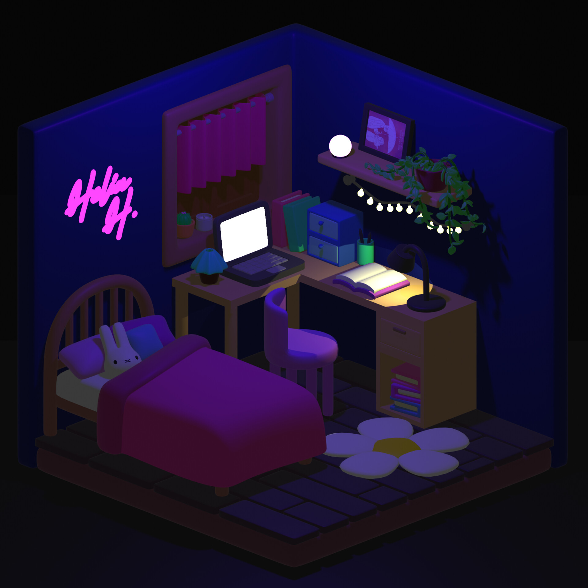 ArtStation - Isometric Series: Cozy Bedroom