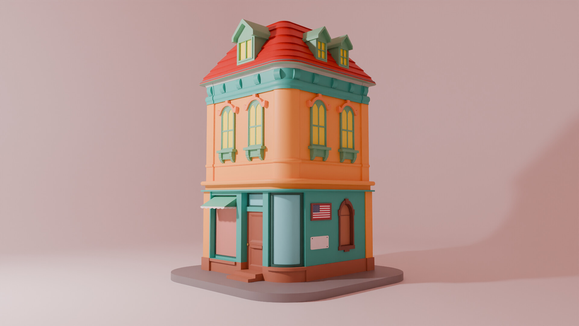 ArtStation - Stylized Low Poly City Building