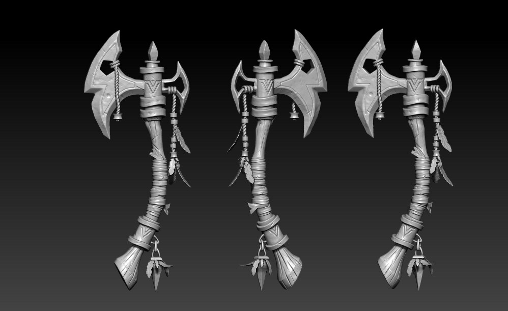 ArtStation - Tribal War Axe | 3D Game Asset