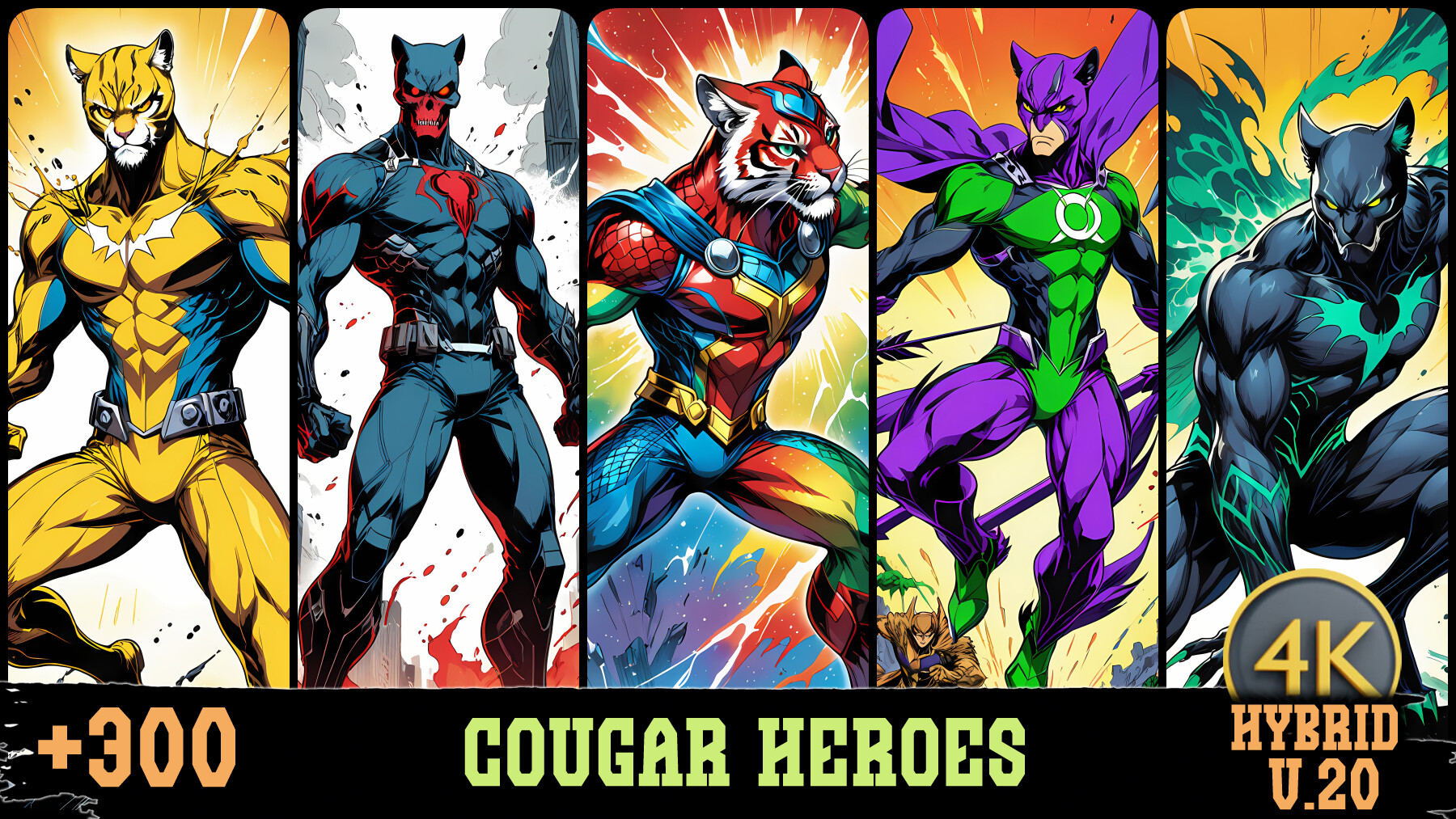 JirenArt - +300 Cougar Heroes Epic Characters | 4K Resolution | Anime ...