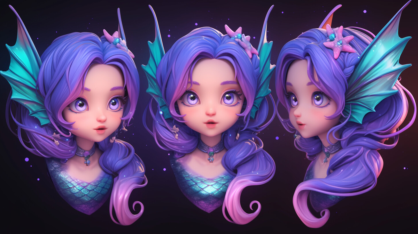 3D Head Sculpt References in 4K - Tika Art - +300 Chibi Mermaid Female ...