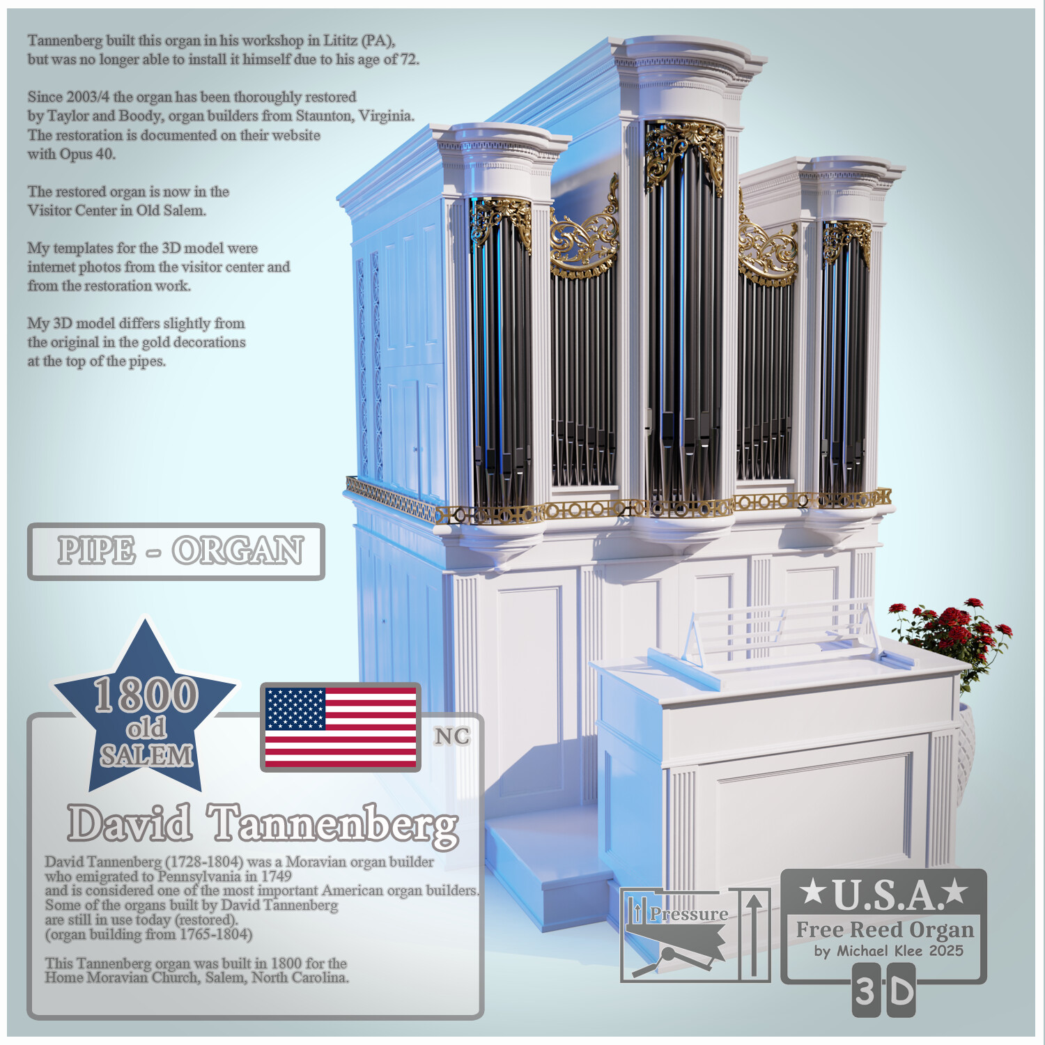 Michael Klee - USA Free Reed Organ History - 1st Organ in USA