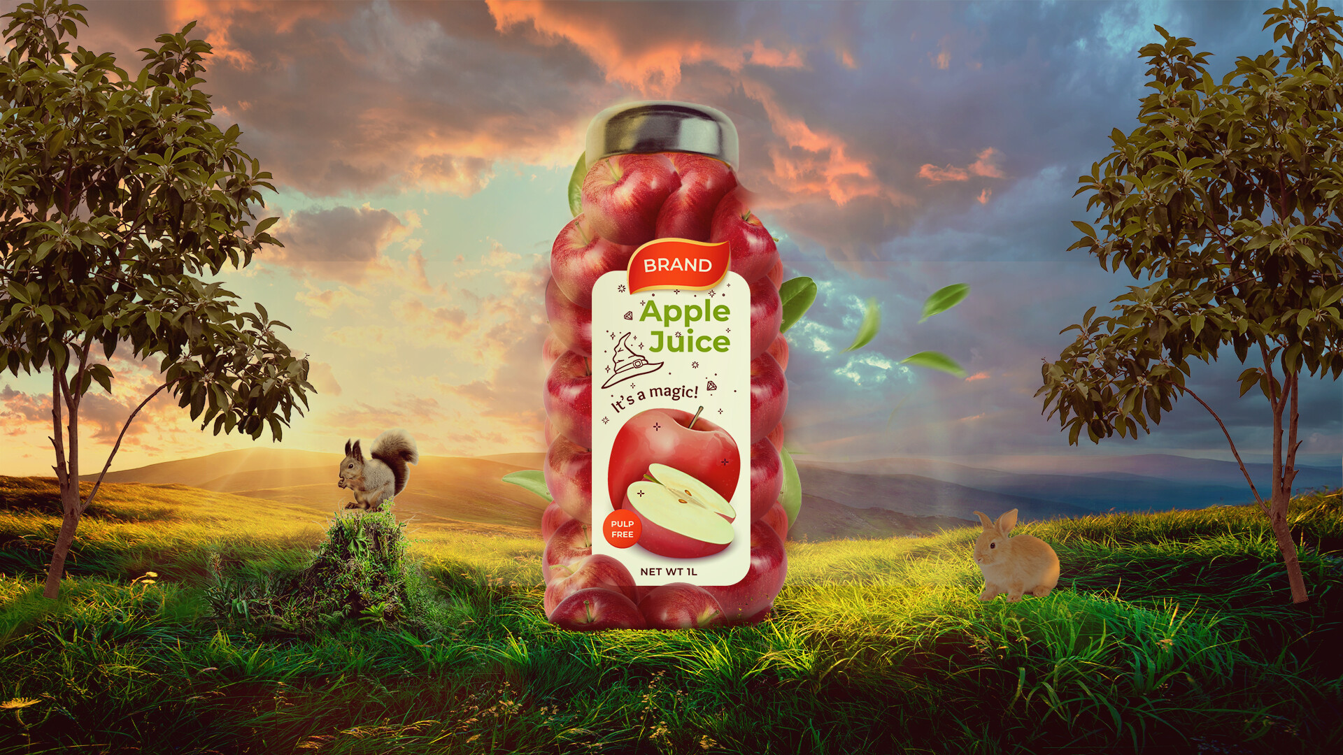 ArtStation - Apple Juice Product Advertisement - Expert Photoshop Manipulation