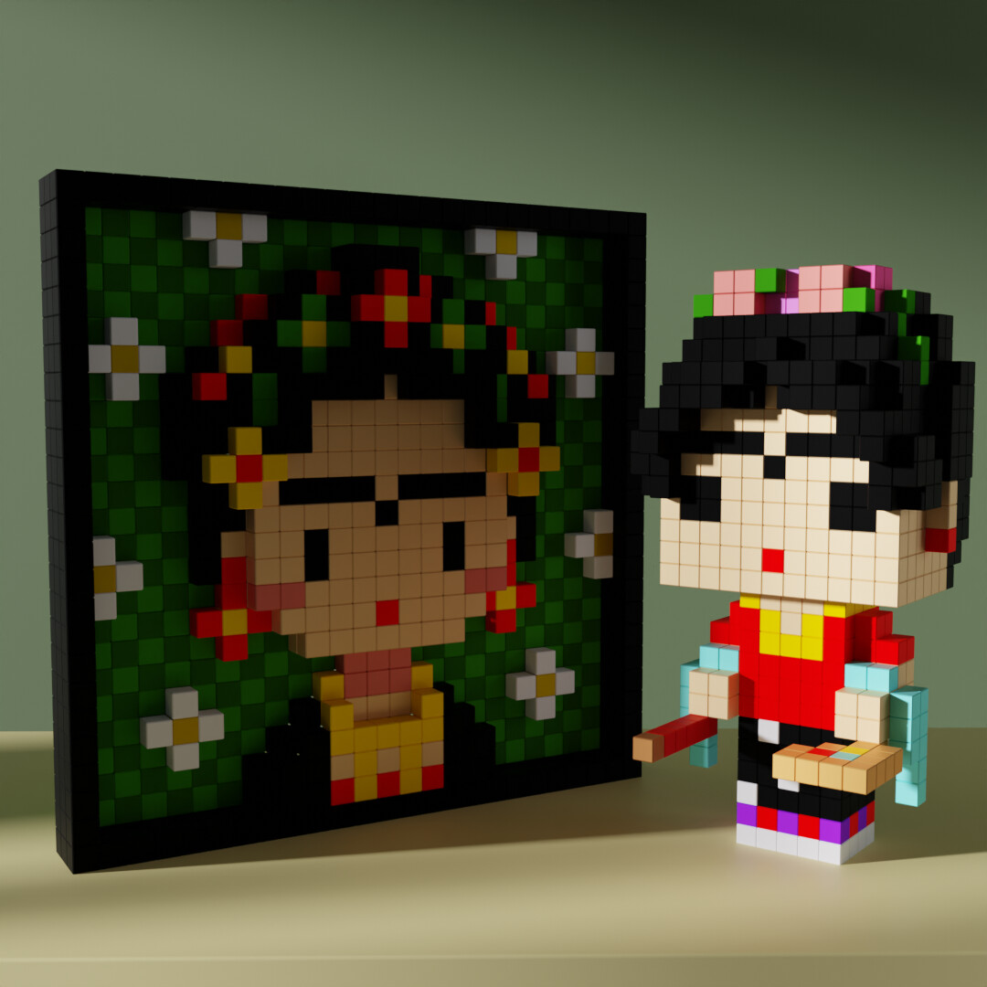 ArtStation - Frida Kahlo Voxel Stylized Cubic