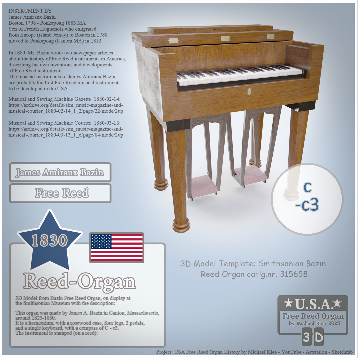 Michael Klee - USA Free Reed Organ History - James Amiraux Bazin - Free ...