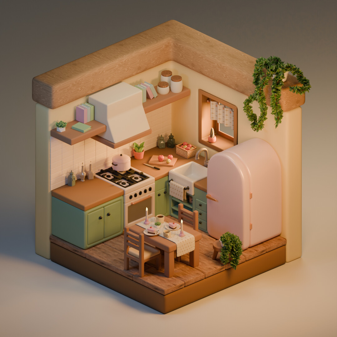 ArtStation - 3D Isometric Kitchen