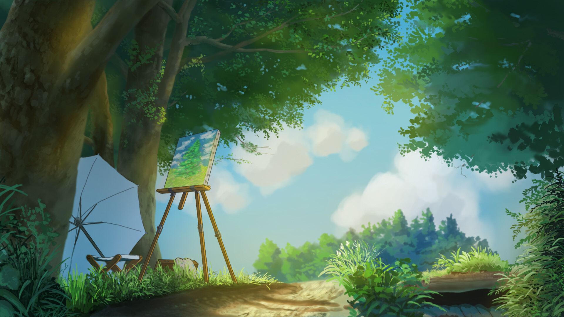anime tree landscape