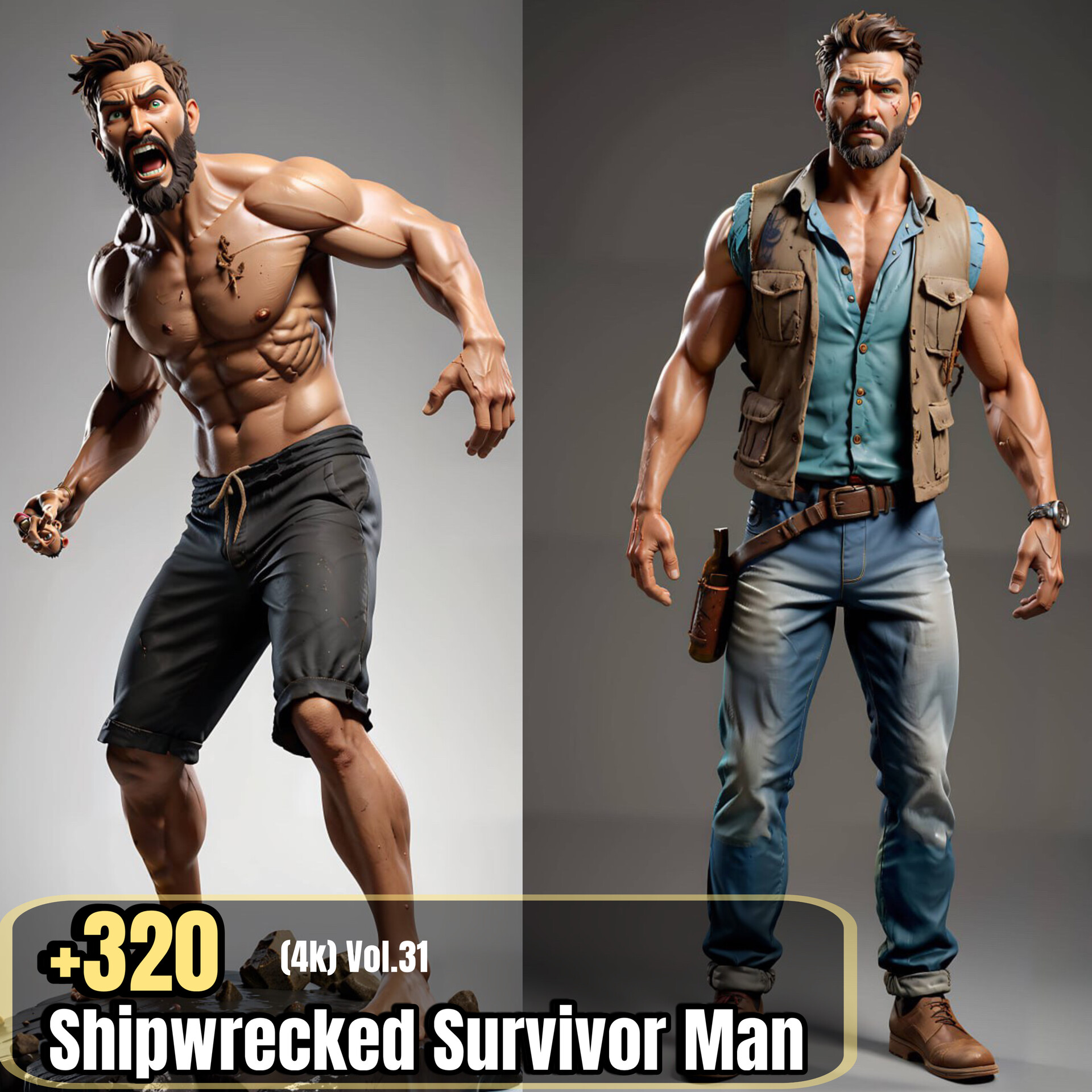 ArtStation - +320 Shipwrecked Survivor Man Character Concept(4k)