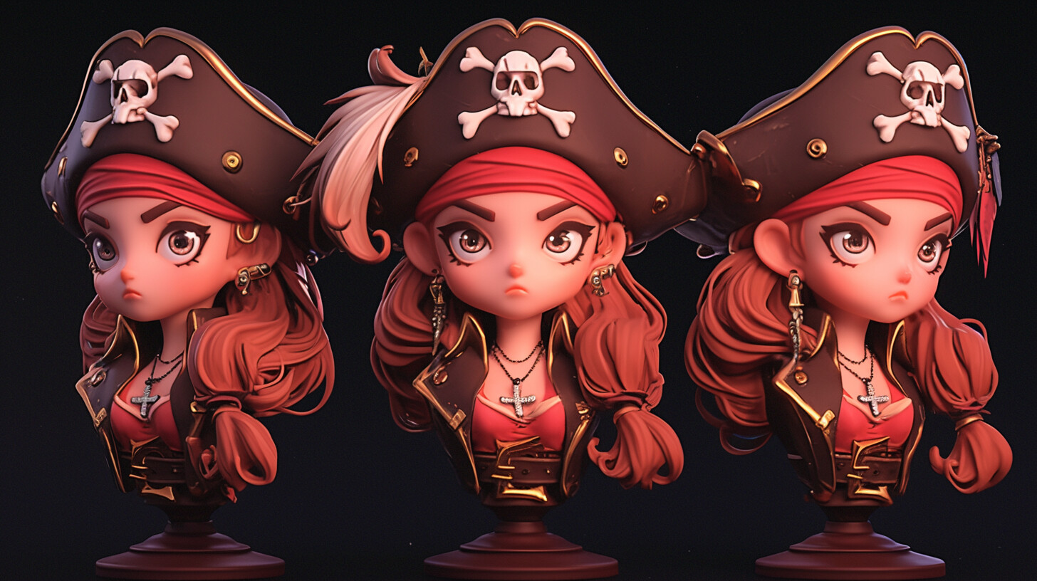 3D Head Sculpt References in 4K - Tika Art - +300 Chibi Pirate Female ...