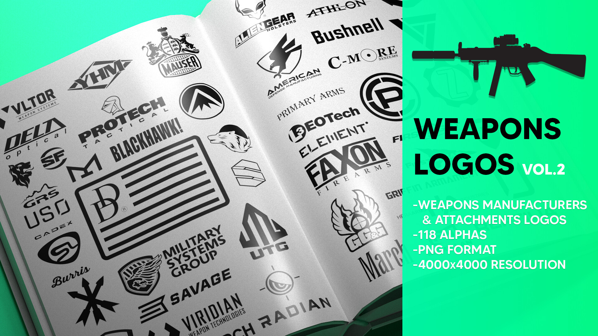 ArtStation - 118 Weapons Manufacturers & Attachments Logos Vol.2