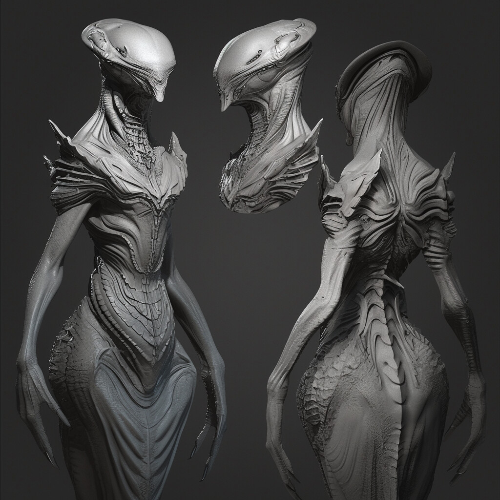 3D Head Sculpt References in 4K - Tika Art - +300 Raw Alien Body Parts ...