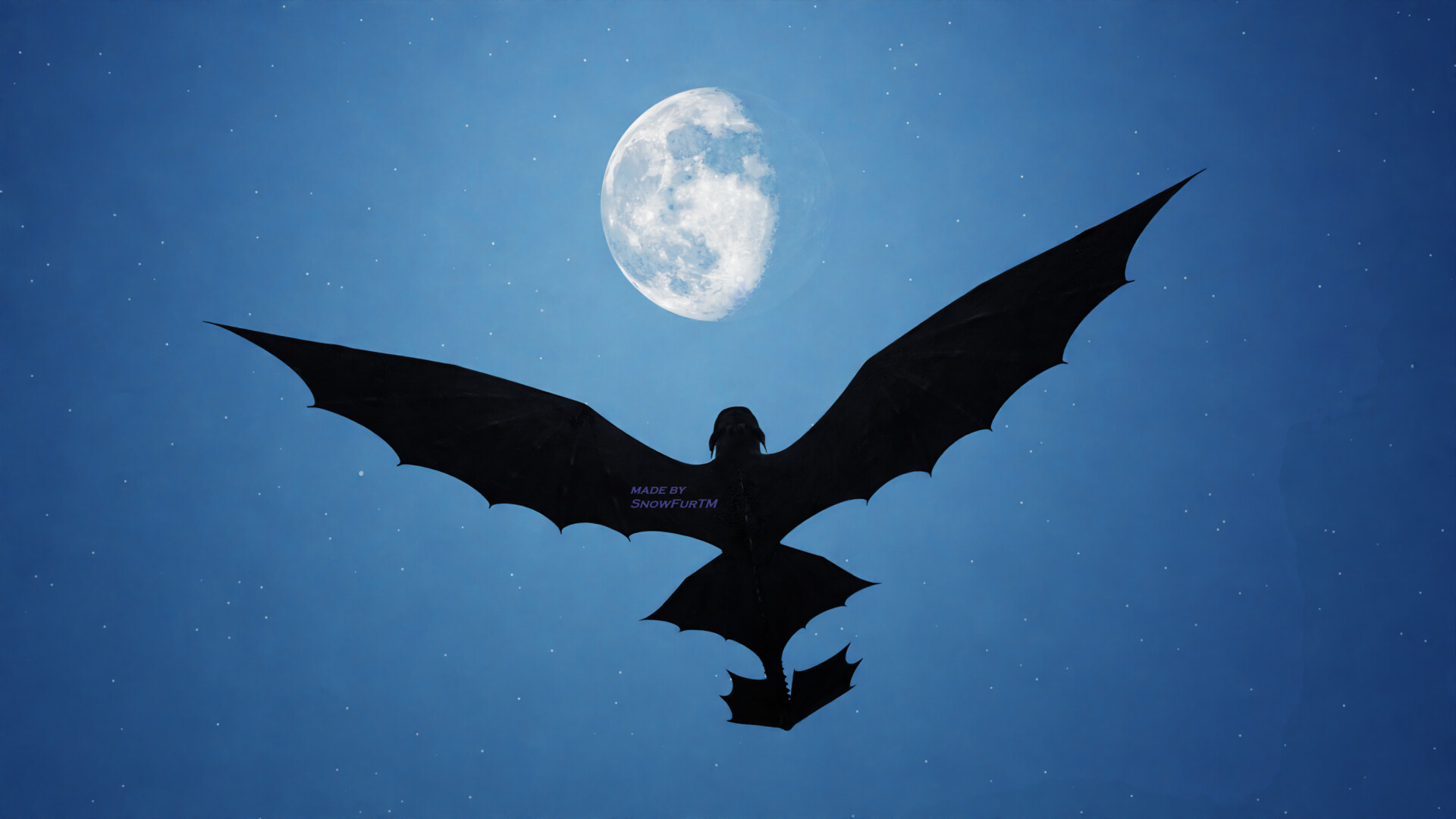 ArtStation - Toothless in the night sky