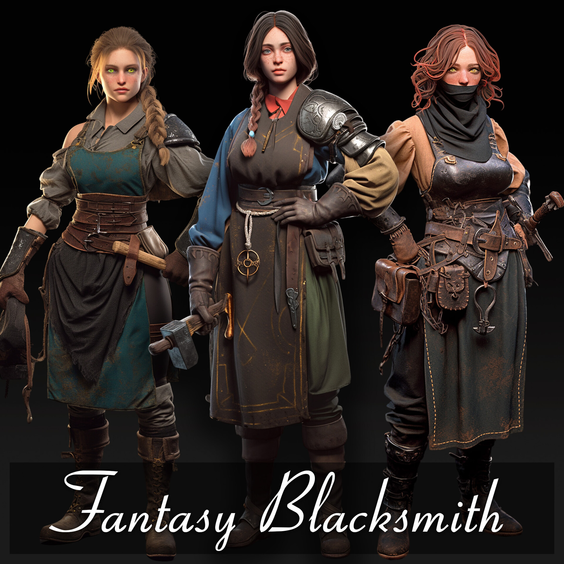 ArtStation - 500 Fantasy Female Blacksmith (Full Body) - Character ...