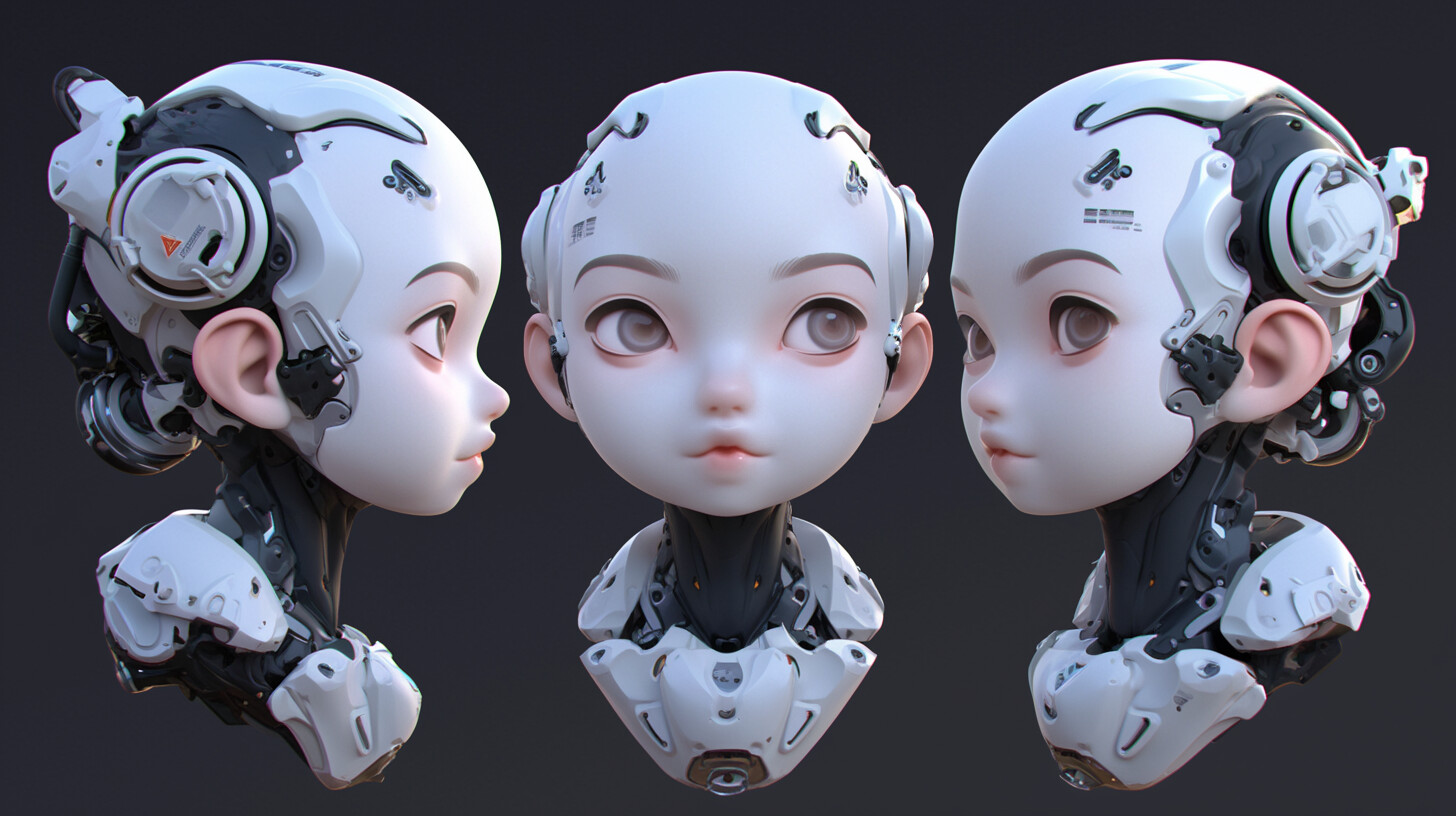 3D Head Sculpt References in 4K - Tika Art - +300 Chibi Sci-Fi Female ...