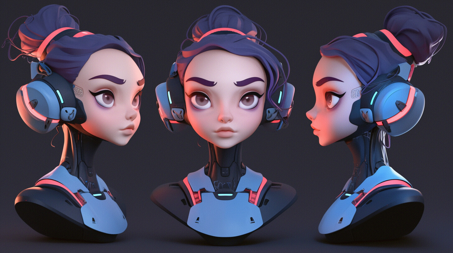 3D Head Sculpt References in 4K - Tika Art - +300 Chibi Sci-Fi Female ...